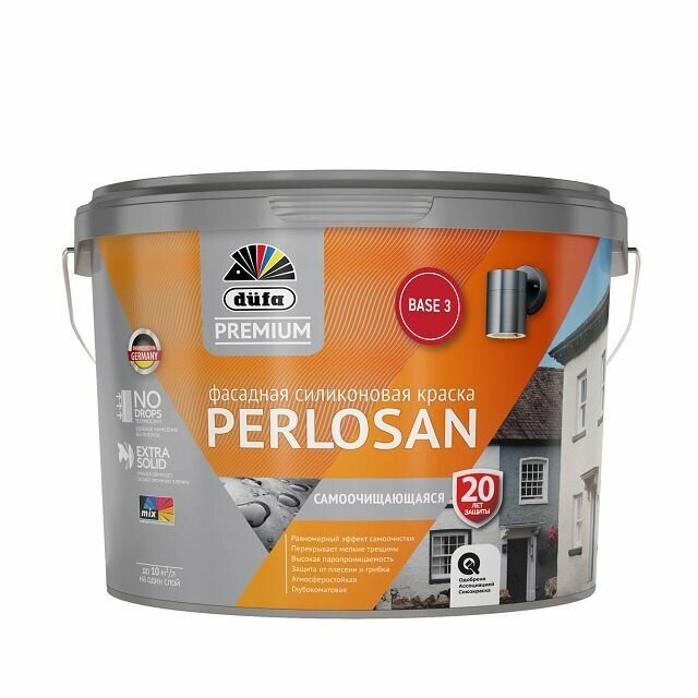 Краска в/д фасадная DUFA Premium Perlosan силиконовая база 3 2,5л бесцветная, арт. МП00-010594