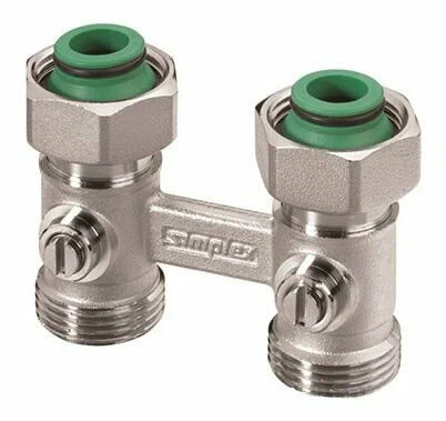 Узел нижнего подключения радиатора прямой Simplex Standard Line D2/50 (3/4" ВР х 3/4" НР Евроконус) с конусными вставками (F10015)