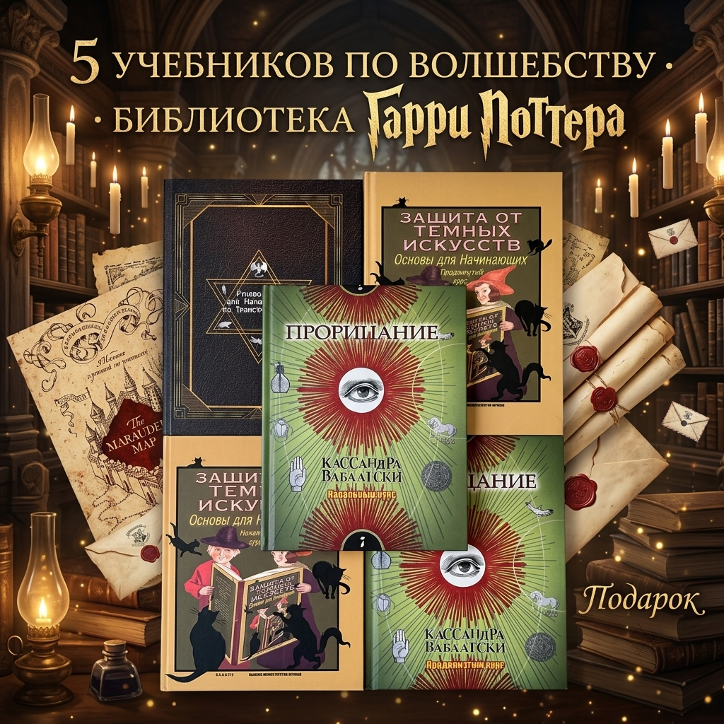 Книги Гарри Поттер. Комплект 5 книг Учебники Хогвартса + Подарок