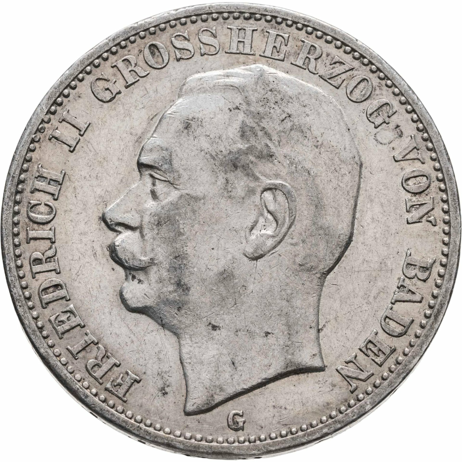 Германия Империя 3 марки mark 1914 G Баден, Серебро 900, в сохранности XF