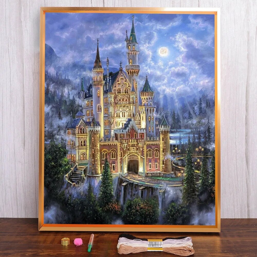 MEIAN Крестный комплект стежка,50x70CM,14CT, Замок ночь