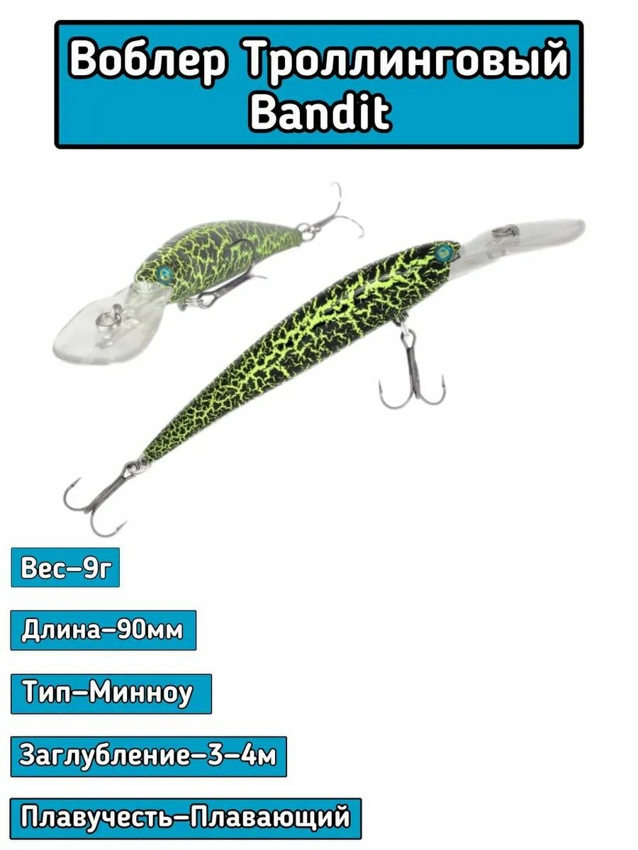 Воблер GG Bandit 9 см, 9 гр, C444, для троллинга, твичинга