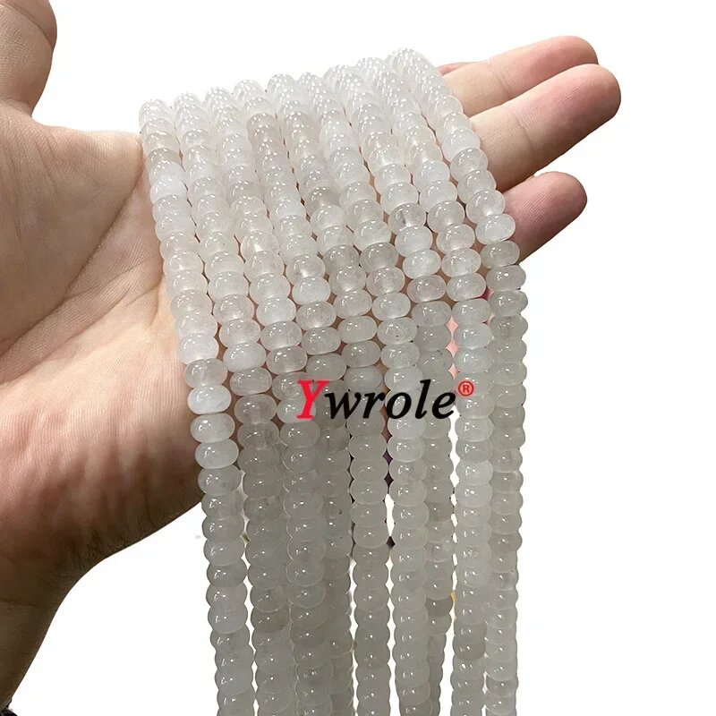 Розовые зеленые халцедоновые бусины для украшений YWROLE Белый, 5x8mm 35-37pcs, white jade