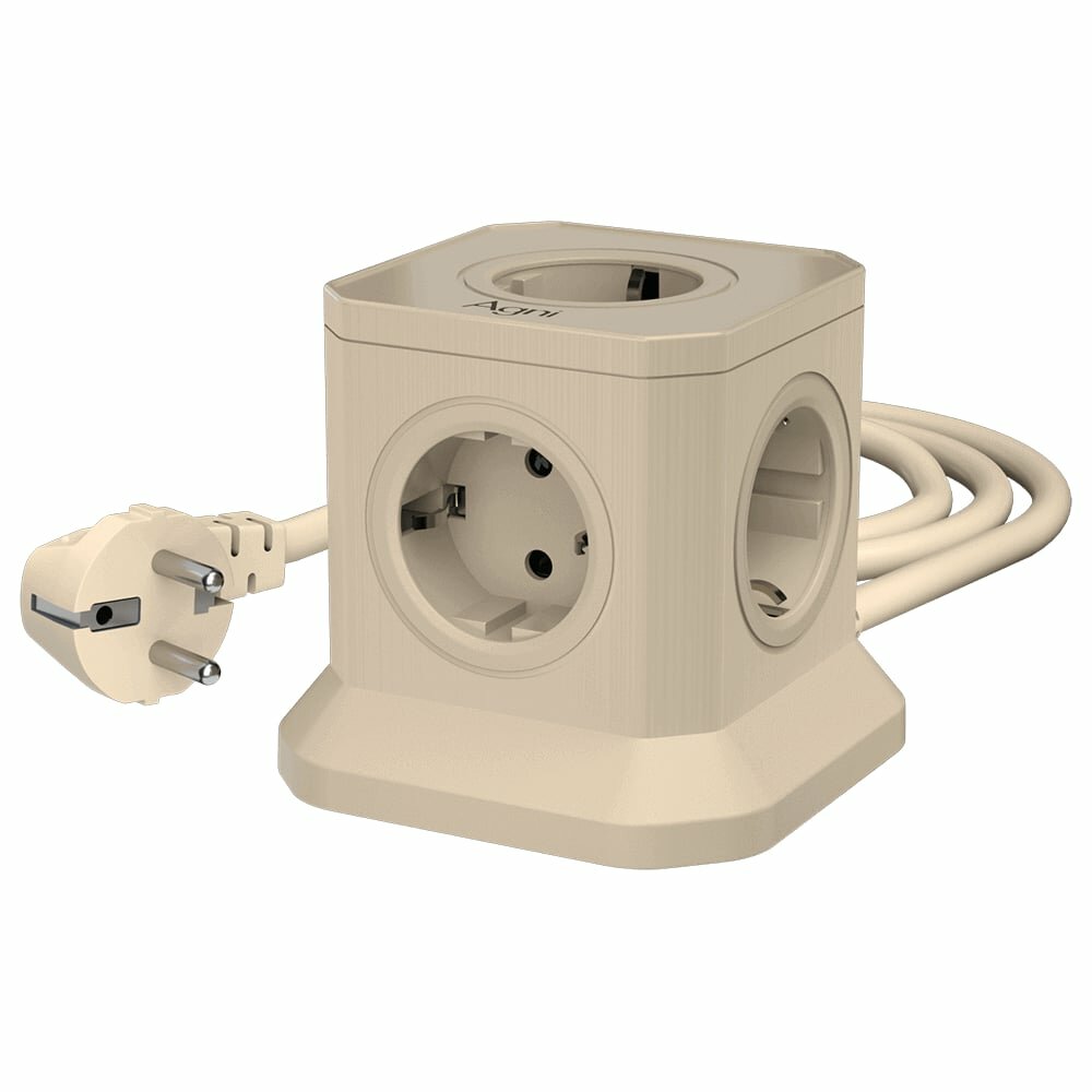 Сетевой фильтр AGNI башня, 5 розеток, 5 метров, слоновая кость TP-VE4U5E-5m-ivory