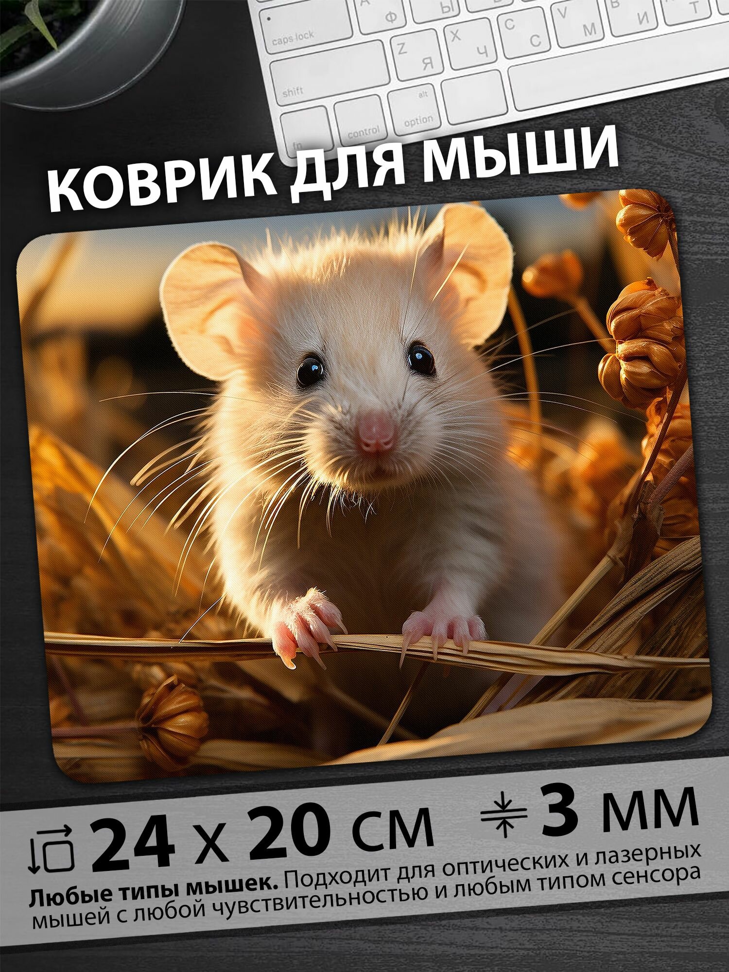 Резиновый коврик для мыши (24 x 20 см x 3 мм)