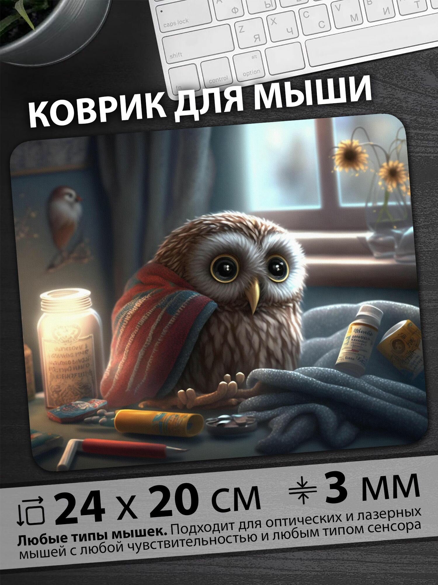 Резиновый коврик для мыши (24 x 20 см x 3 мм)