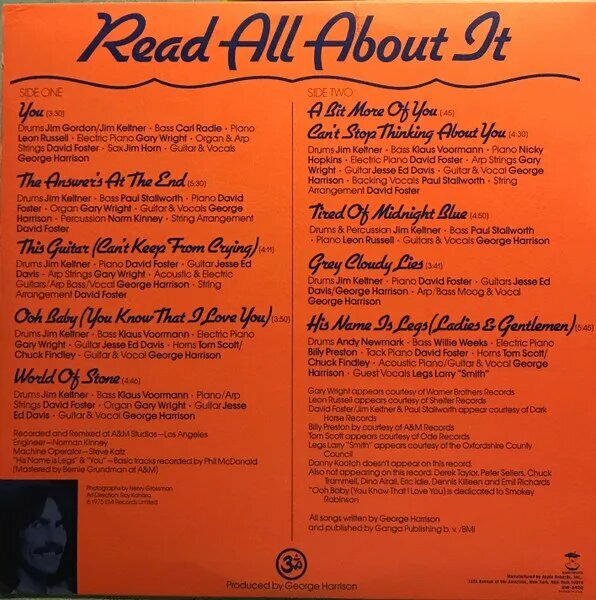 George Harrison - Extra Texture (Read All About It) EX- — фото 1