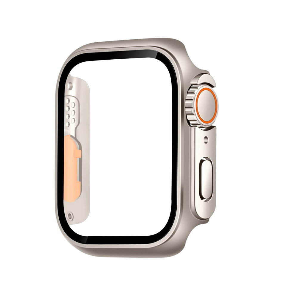 Защитное стекло для Apple Watch 45 мм с титановым и оранжевым дизайном, гибридный чехол из ПК для серий 6-8