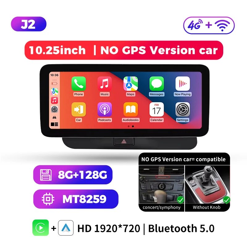 Беспроводной CarPlay Android auto для Audi Q5 8r 2009-2016 Bluetooth автомобильный радиоприемник с сенсорным экраном мультимедийный плеер стерео навигация GPS