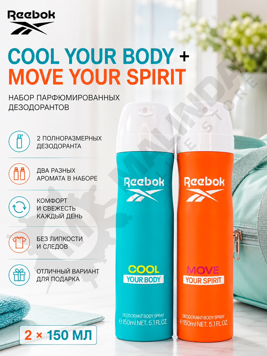 REEBOK Набор №36 Дезодоранты женские 2 шт (Cool Your Body+Move Your Spirit)