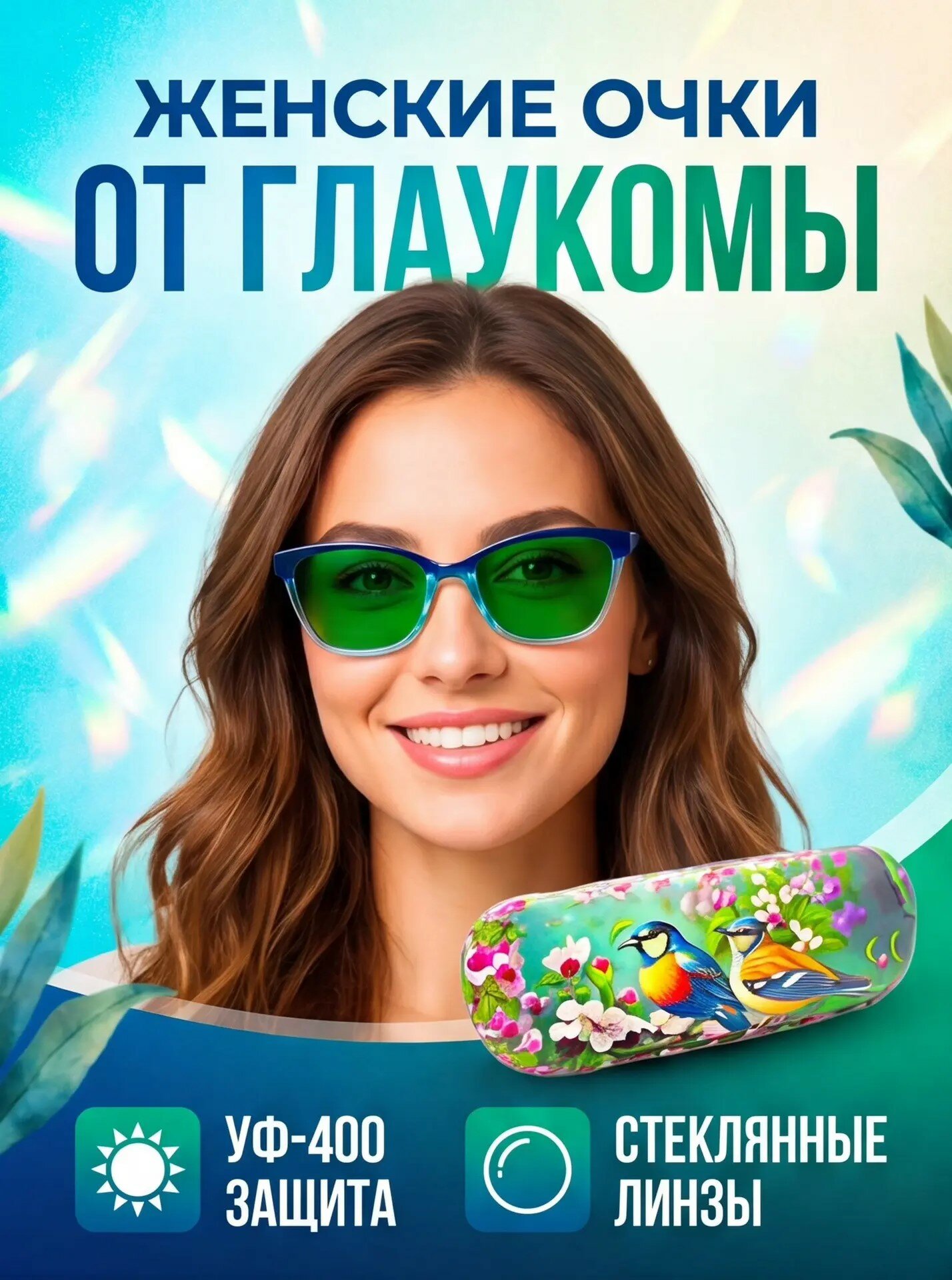Глаукомные Женские очки стекло с защитой от ультрафиолета UV-400