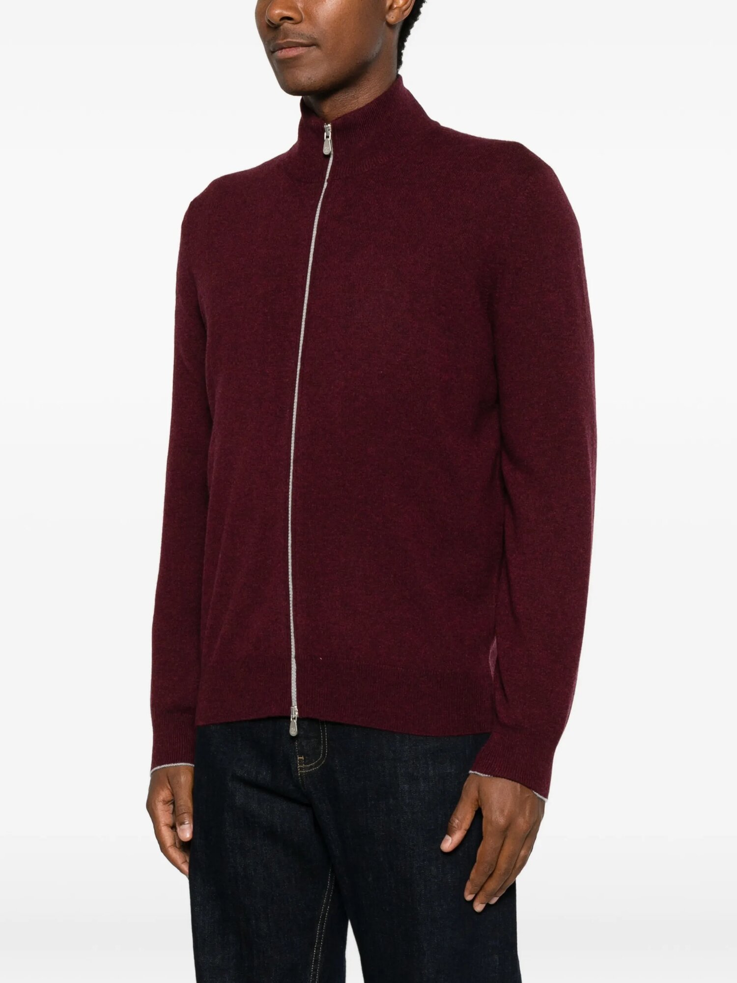 Кардиган BRUNELLO CUCINELLI Zip-up high-neck cardigan, размер 46, red — фото 1