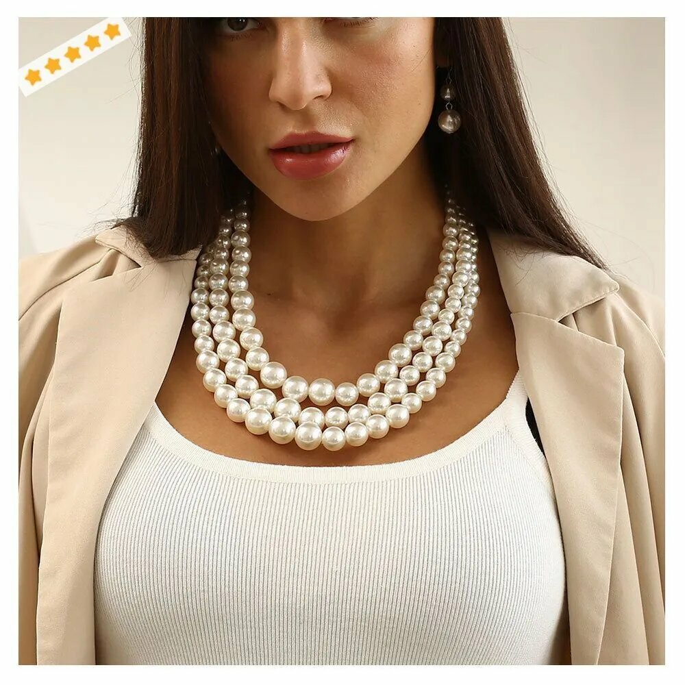 Бусы, черный, серый — фото 1