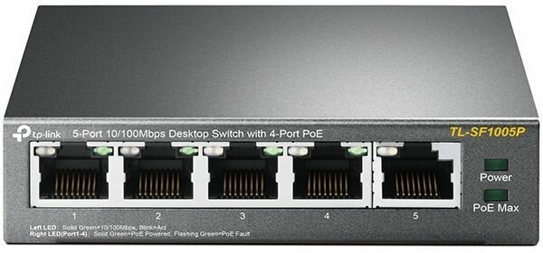 Коммутатор TP-Link TL-SF1005P неуправляемый, порты 5x10/100BASE-TX