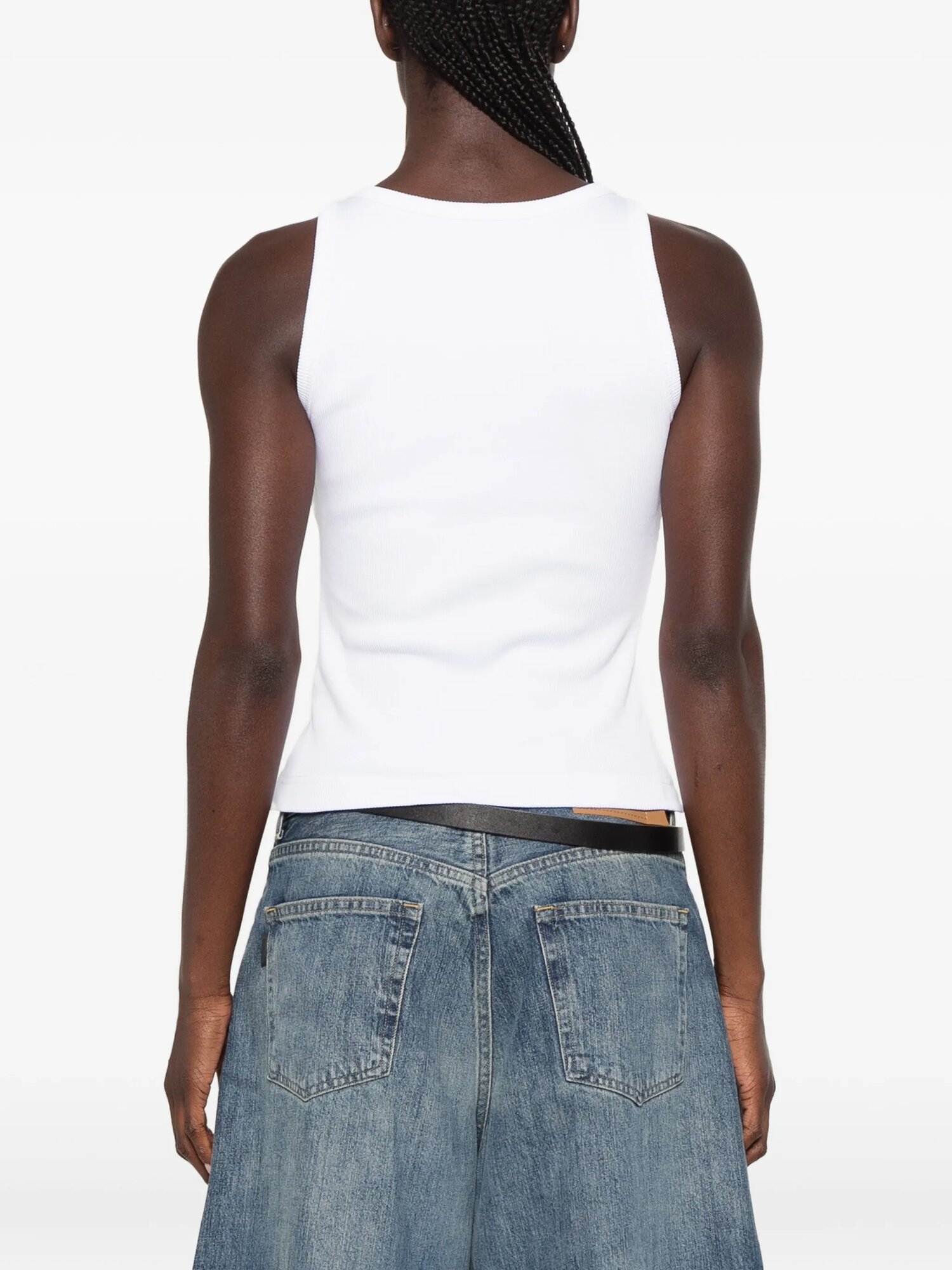 Топ Casablanca Logo ribbed tank top, размер 40, белый — фото 1