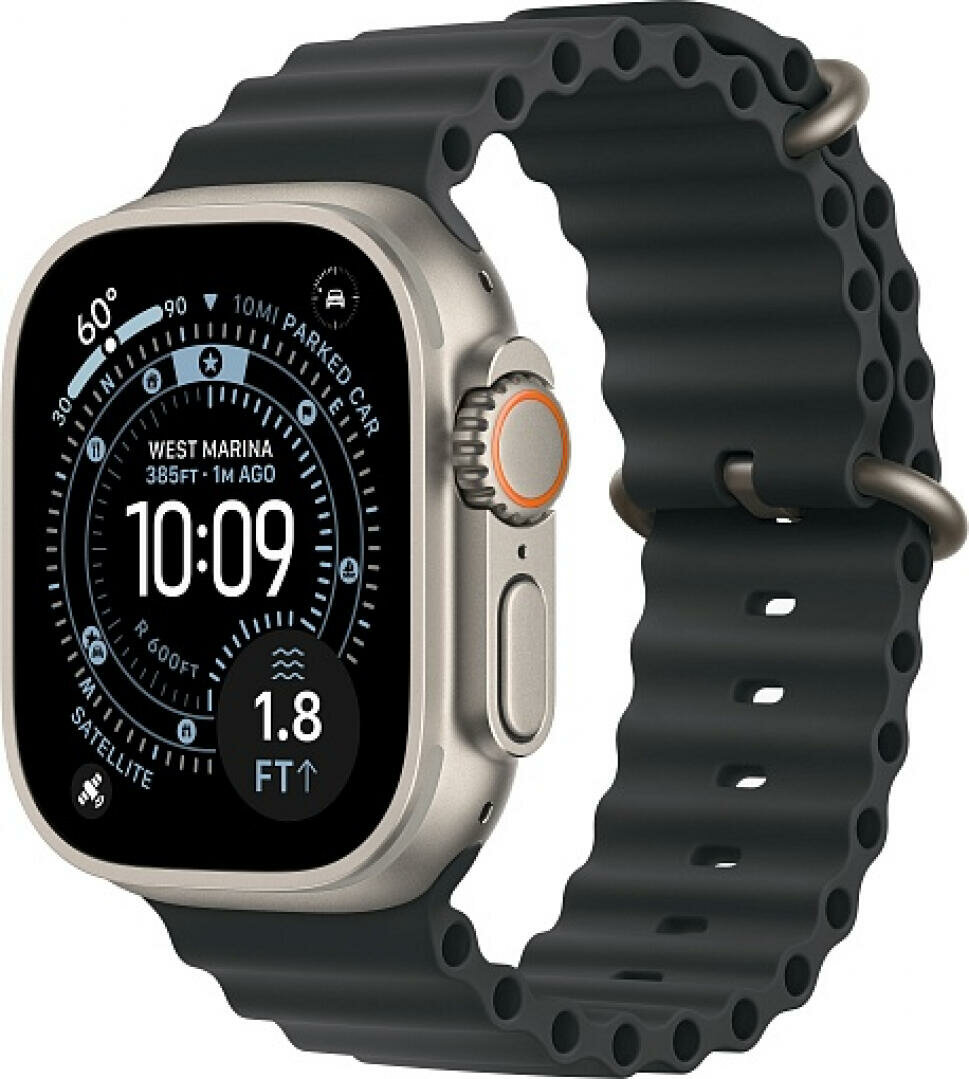 Часы Apple Watch Ultra 3 2025 49mm Natural Titanium Case With Black Ocean Band (Серый\Черный)