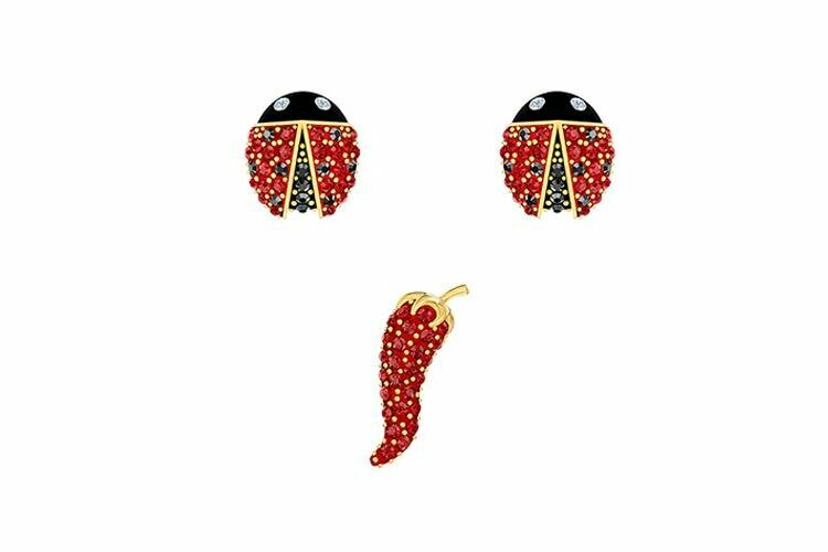 Серьги пусеты, кристаллы Swarovski