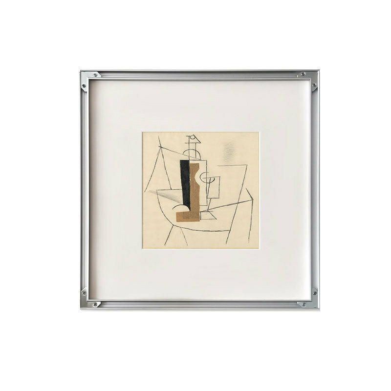 Картина вдохновленная Пикассо черно-белая, 30x30 см, алюминиевая рамка с оргстеклом