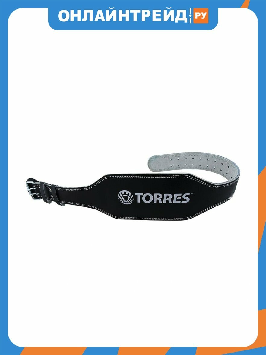 Пояс тяжелоатлетический Torres арт. PRL619018XXL, р. XXL (140 см), шир. 15 см, нат. прес. кожа, черный