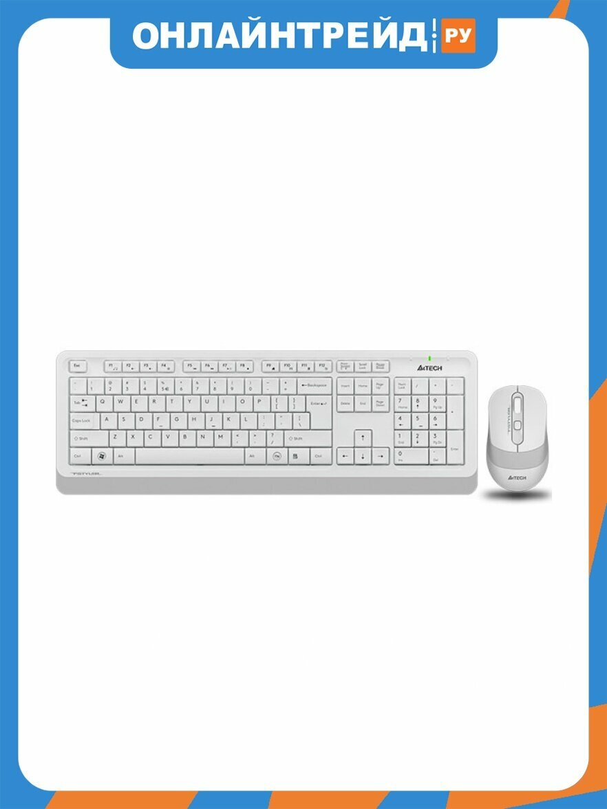 Комплект клавиатура и мышь A4TECH Fstyler FG1010 белый/серый USB беспроводная (1147575)