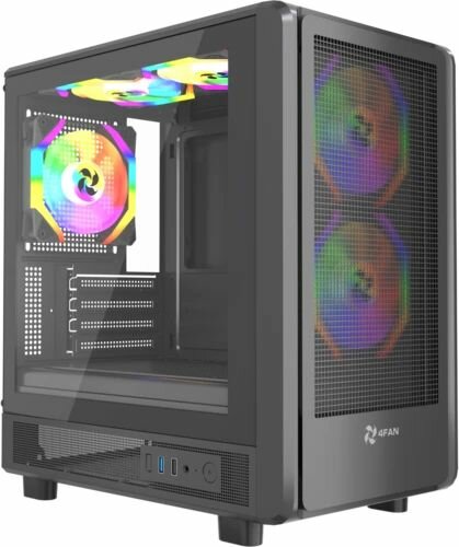 Компьютерный корпус 4FAN Goldrim (GLDMABFP) черный - Mini Tower, Mini-ITX, USB 2.0 Type-A, USB 3.2 Gen 1 Type-A, USB 3.2 Gen 1 Type-C