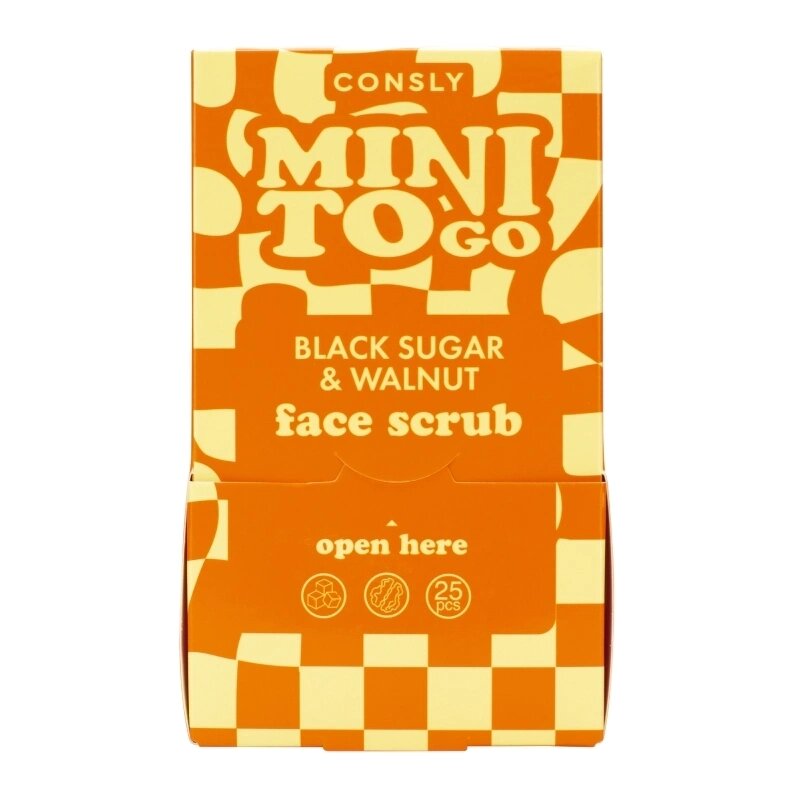 Consly Mini To Go Black Sugar & Walnut Face Scrub, 7g*25pcs Скраб для лица с черным сахаром и грецким орехом