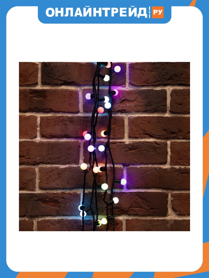 Светодиодная гирлянда Neon-night "Мультишарики" диаметр 17,5мм, длина 10м 100 LED RGB черный ПВХ IP65 медленная смена цвета 230В (нужен блок 303-500)