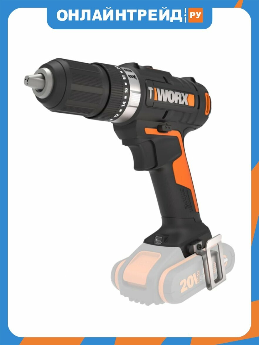 Дрель-шуруповерт аккумуляторная ударная Worx WX370.9, 50Нм, 20В, без АКБ и ЗУ
