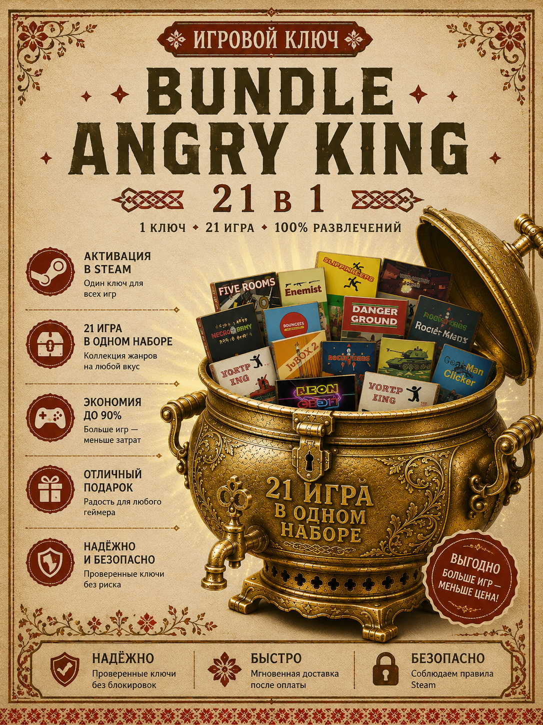 21 игра Steam | Ключ активации | Steam набор| Bundle Angry King | Игры для PC, Игровар!