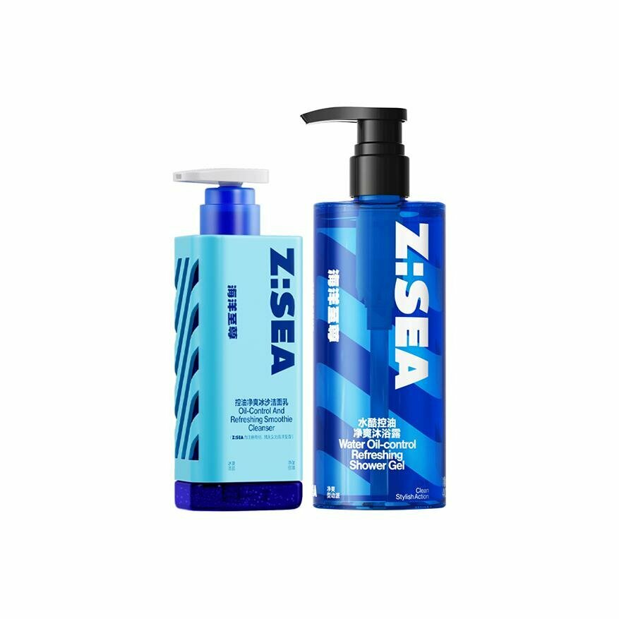 Набор косметики для мужчин HAIYANGZHIZUN Oil Control Iced Cleanser 150g+Oil Control Shower Gel 400ml, 2 шт.
