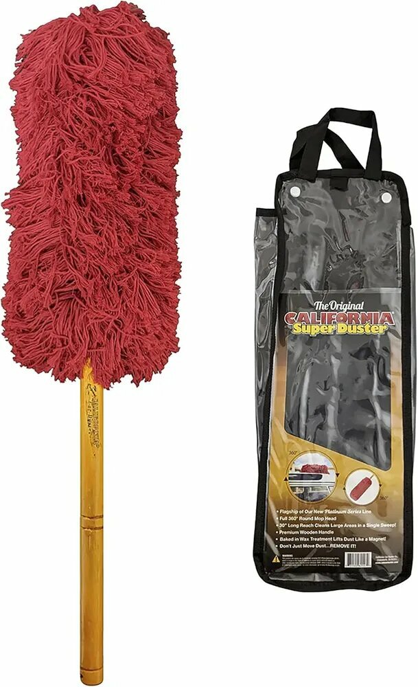 Калифорния 73668 - Автомобильная тряпка для уборки Super Duster, красная, размер XL, грузовиков и внедорожников, с деревянной ручкой.