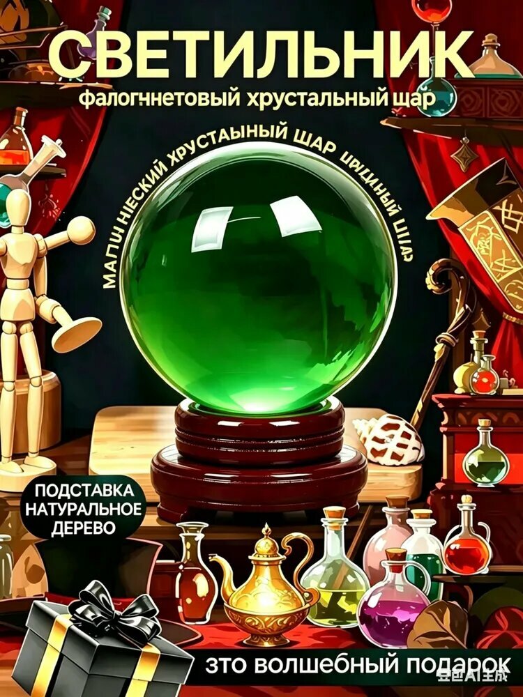 Волшебный зеленый хрустальный шар, гадание, ритуал, 5 см
