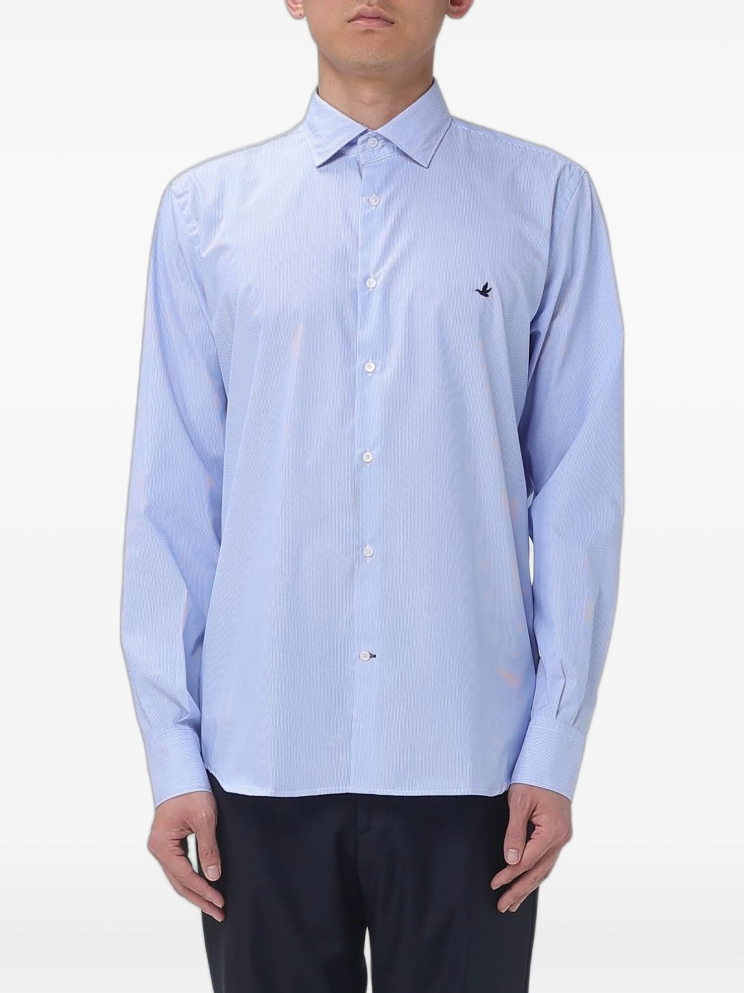 Рубашка Vertical-stripe logo-embroidered shirt