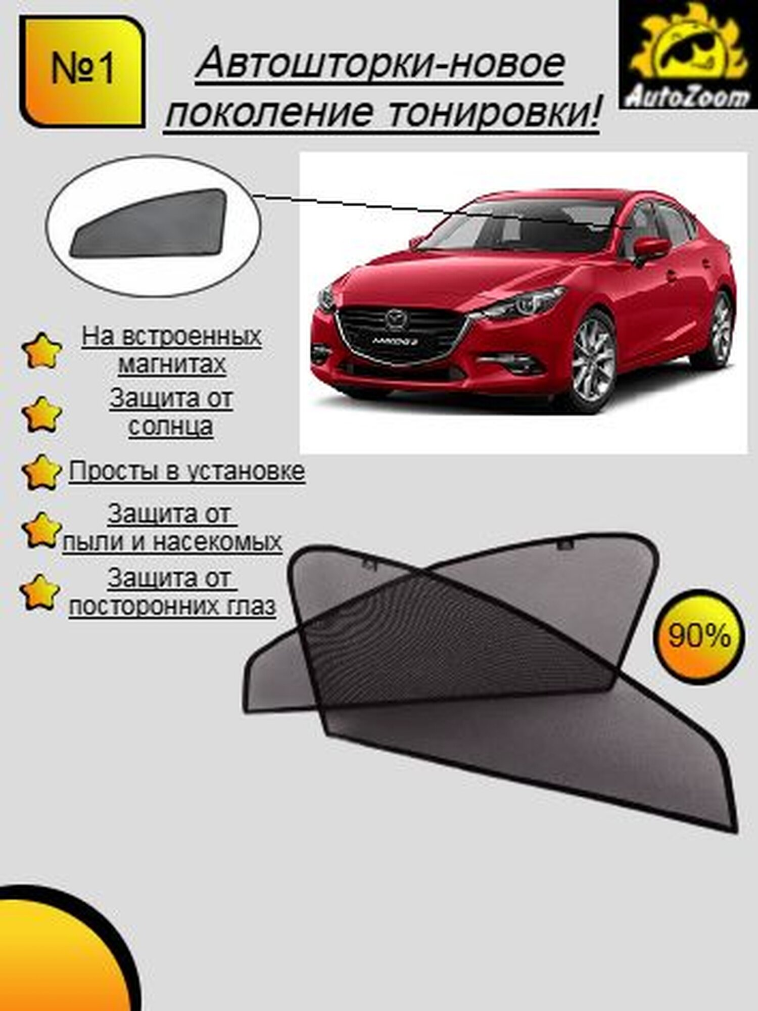Каркасные автошторки для Mazda3 (BM)3поколение (2013-2019г. в.), магнитные,(мазда 3 БМ) на передние двери 2 шт