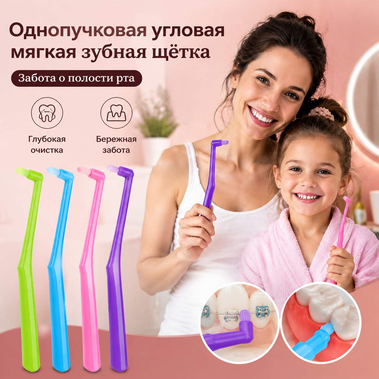 Зубная щетка монопучковая щетка revyline s1200 для брекетов