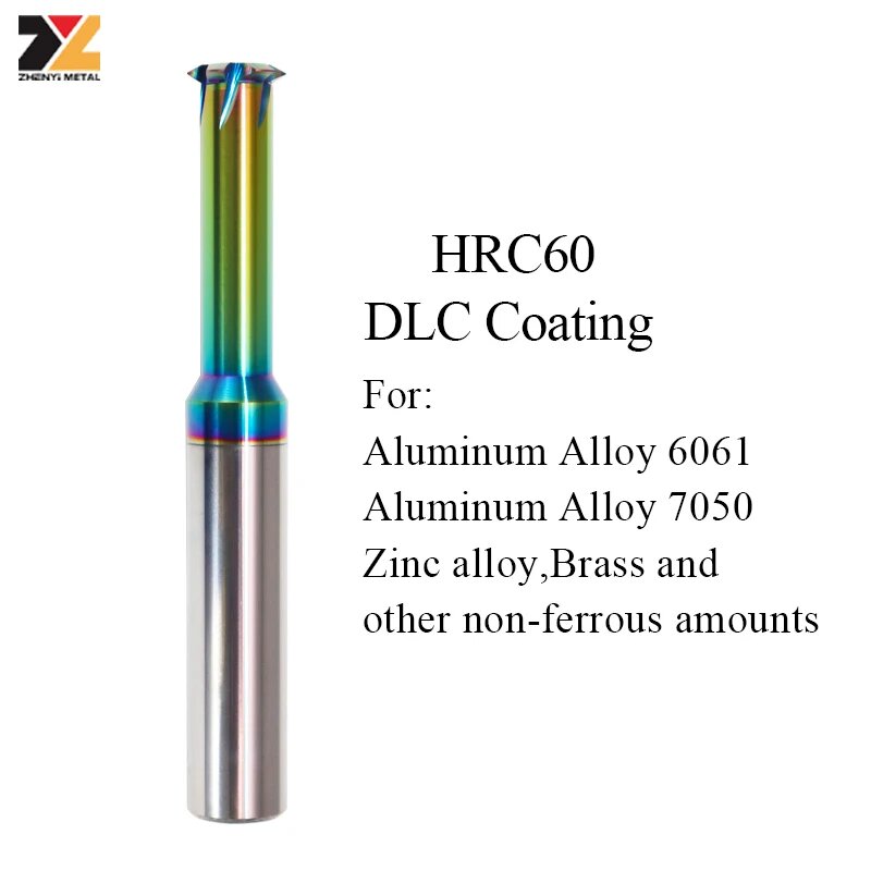 ZHENYIMETAL Solid Carbide Single Tooth Thread Milling Cutter DLC coating, 1PCS, M4-0.7-D4-50L