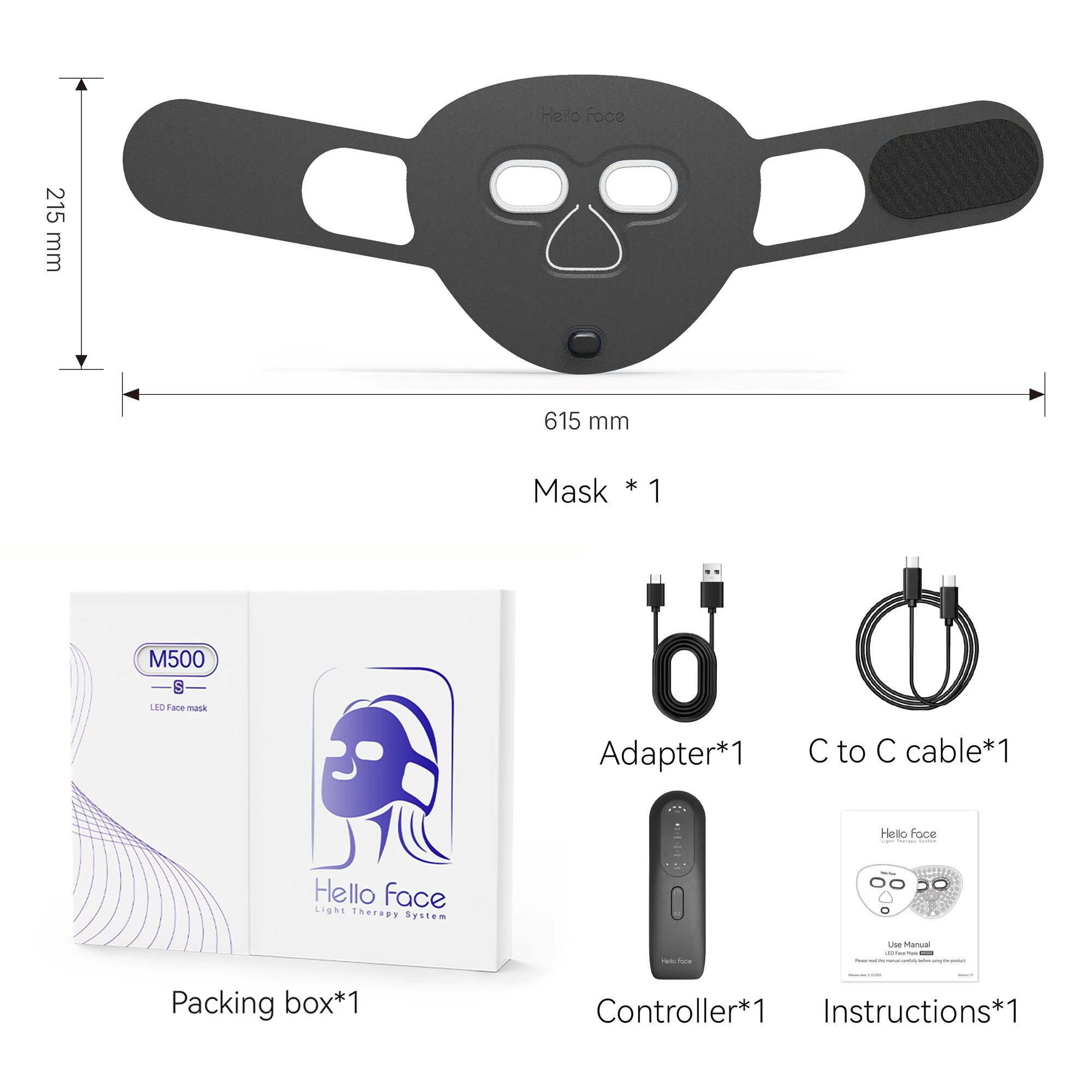 Hello Face 510K беспроводная маска для лица New M500S Mask Black