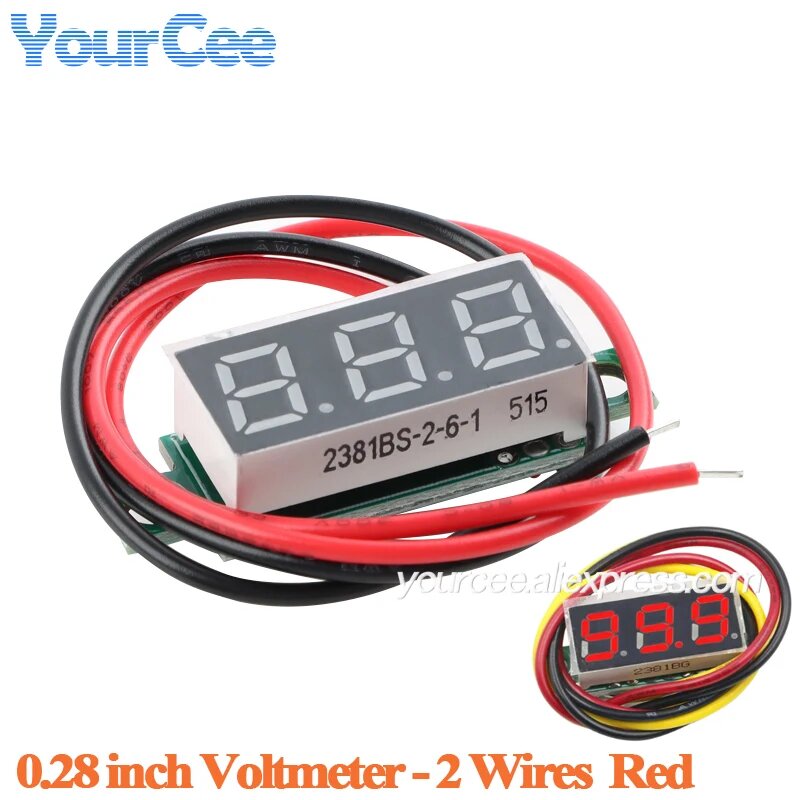 Цифровой вольтметр Your Cee LED дисплей 0.28-0.36 дюйма Красный, 2pcs, 0.28inch 2Wire Red