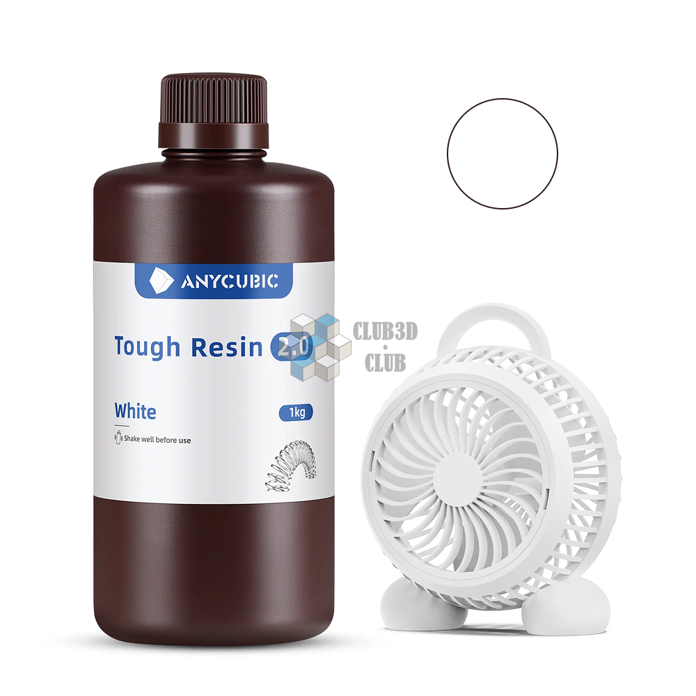 Фотополимерная смола Anycubic Tough 2.0 Resin для 3D принтера 405нм Белый (White)1 литр