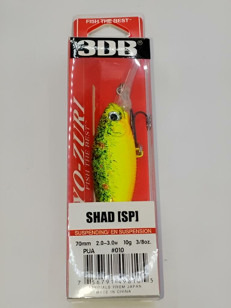 Воблер шэд YO-ZURI 3DB Shad 70mm,10g на хищника, заглубление: 2.0-3.0м