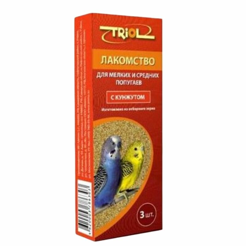 Triol Standard Лакомство для мелких и средних попугаев с кунжутом, 3 штуки, 80 г