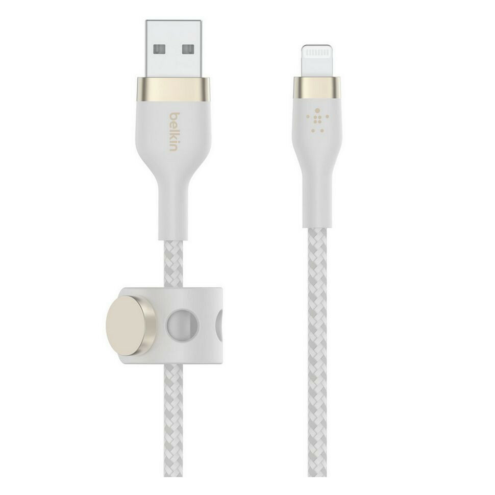 Кабель Belkin BoostCharge Pro Flex Braided Lightning - USB-A 1 м (CAA010bt1MWH) White