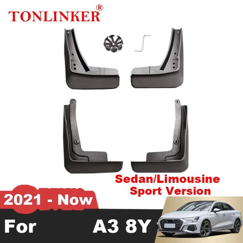Брызговики TONLINKER для A3 8Y 2021-2023 Sportback/Sedan, комплект из 4 шт. 4 Pcs Black D