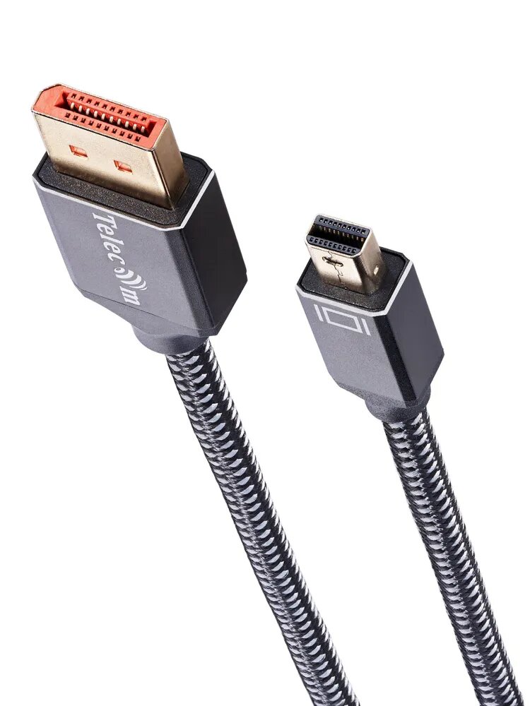 Mini DisplayPort DisplayPort 2.1 кабель TELECOM 1 метр 16K 60Hz/ 2 x 8K 120/ 2 x 4K 144Hz медь коннекторы металл в оплетке сверхскоростной (TA783M-1M)