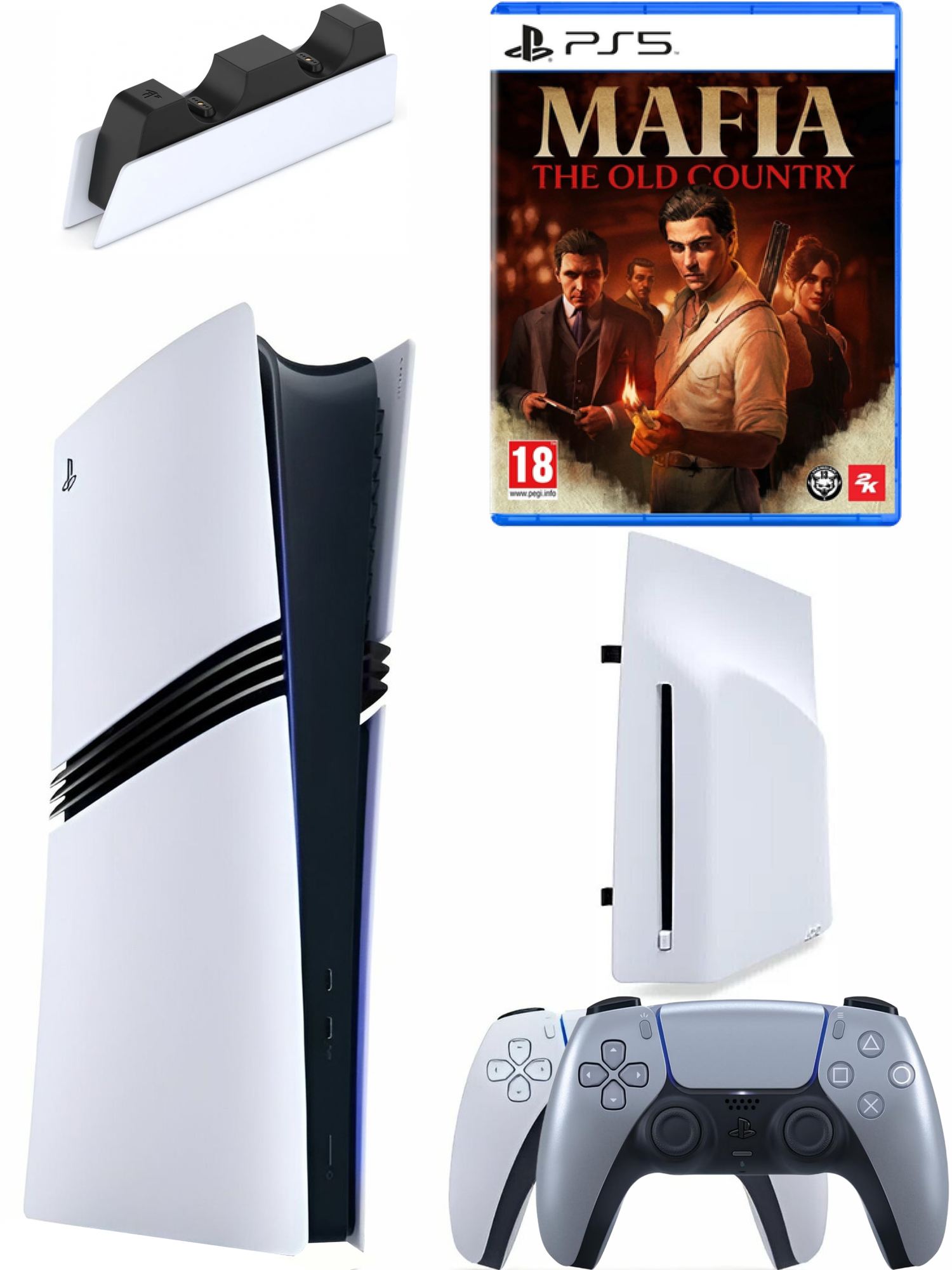 Игровая приставка Sony PS 5 Pro Digital Edition+Зарядная станция+ Дисковод +2-ой геймпад+Mafia: The Old Country,2Tb SSD