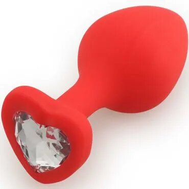 Анальная пробка Play Secrets Heart Shape Medium Silicone, красная/прозрачная