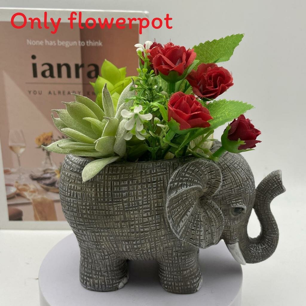 Resin figurine elephant flower pot with elegant design for home or gift use elephant 4