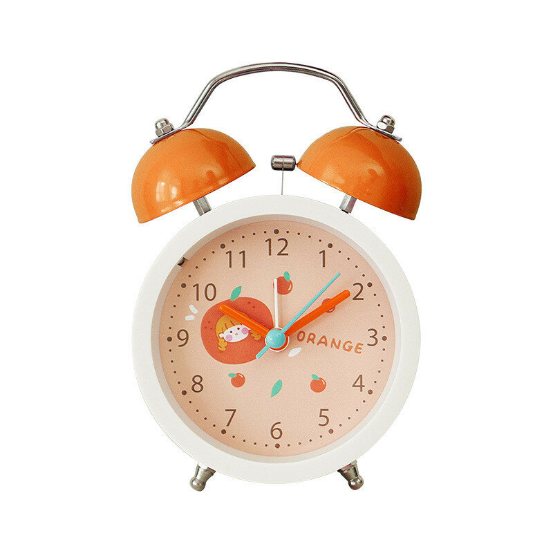 Creative cartoon childrens alarm clock with bright loud ringtone for kids bedroom decor creative, orange