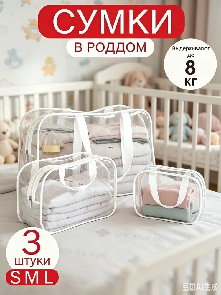 Сумки в роддом для беременных для мамы комплект 3 шт матовые