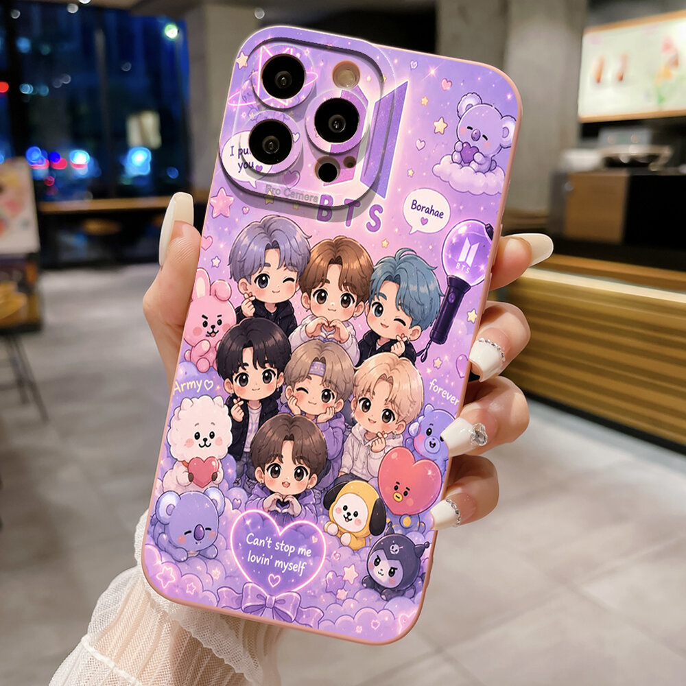 Для iPhone 13 Pro чехол с мультяшным принтом BTS BT21 противоударный мягкий чехол
